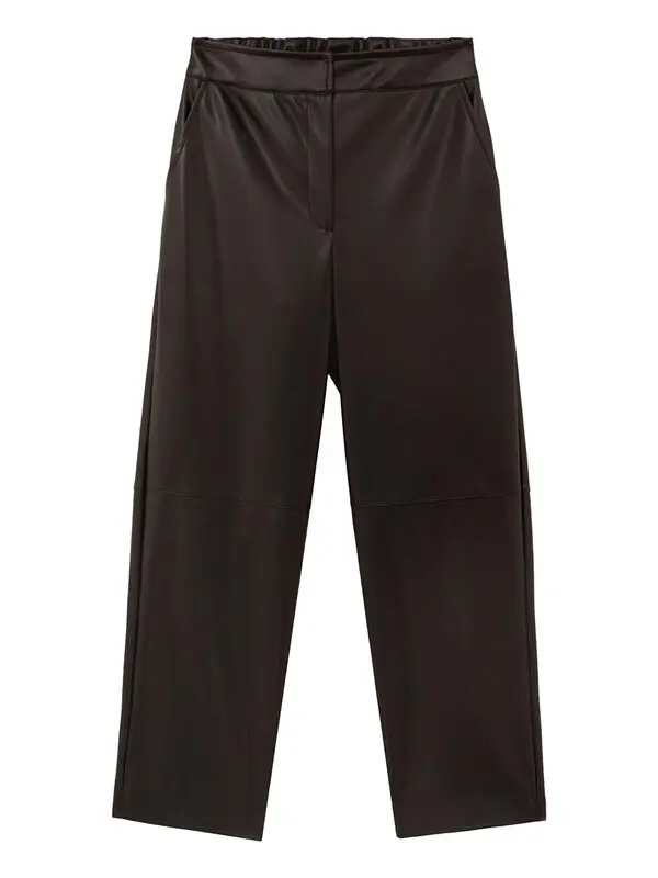 Alpha Studio High-waist Faux Leather Straight-leg Pants - Marrone