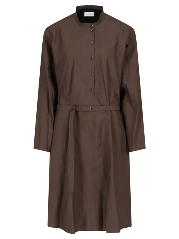 LEMAIRE Long-sleeve Belted Shirt Dress - Brown