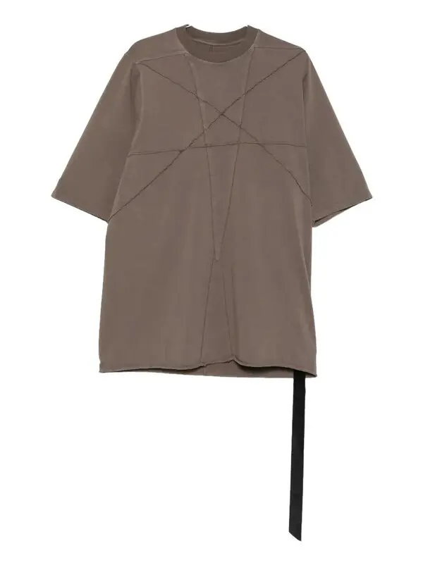 Rick Owens Oversized Cotton Crewneck Tee With Three-quarter Sleeves - Grigio