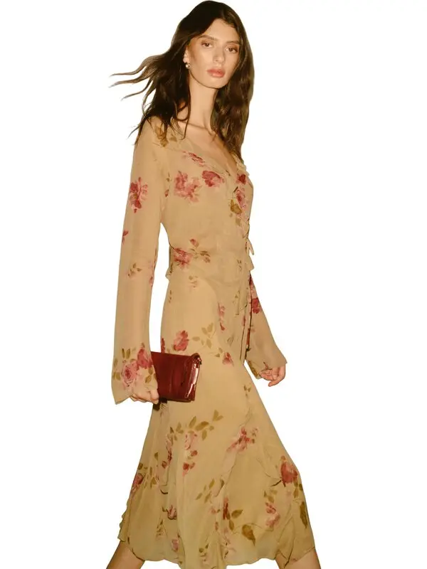 REFORMATION Dahlia Two Piece Midi Dress - Natural