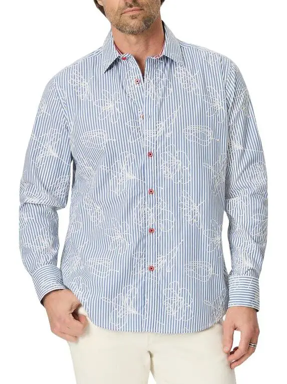 Robert Graham Darien Long Sleeve Button Up Shirt - True Blue