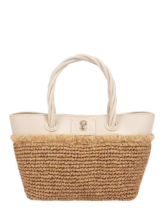 Tommy Bahama Charlotte Medium Fringe Raffia Tote - Ivory