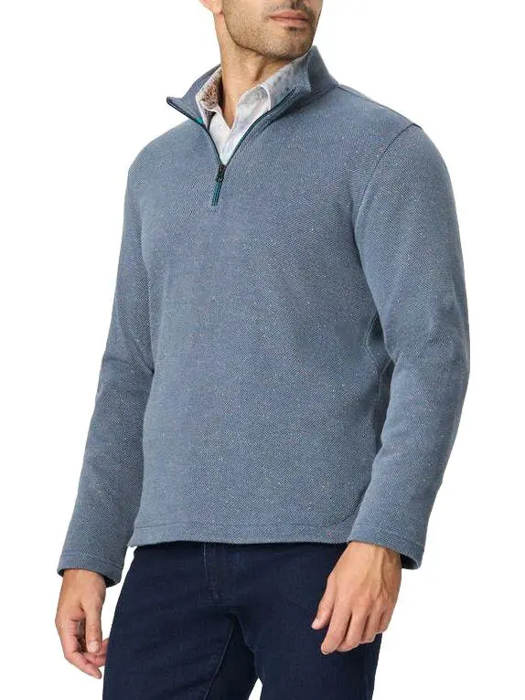 Robert Graham Draycott Quarter Zip Cotton Sweater - Navy
