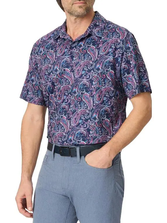 Robert Graham Brisco Paisley Performance Polo - Navy