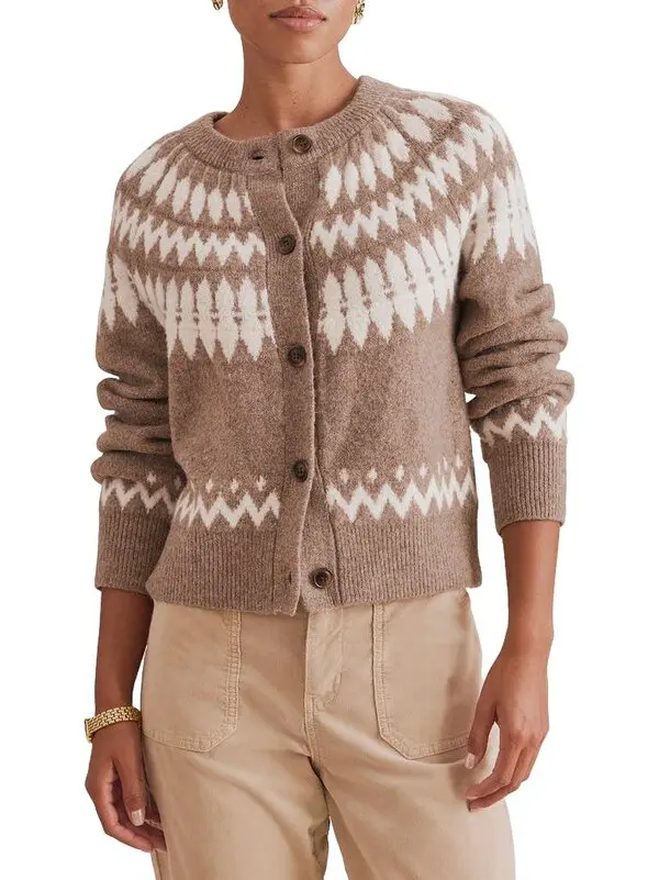 Splendid Fair Isle Cardigan - Shell Pink