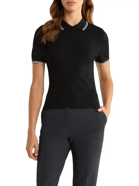 G/fore Elevated Short Sleeve Sweater Polo - Onyx