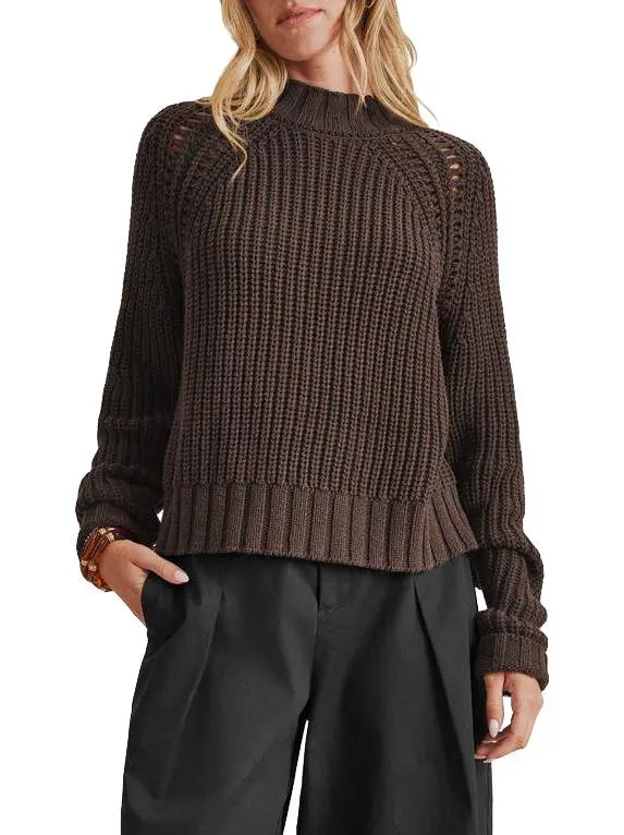 Splendid Cassidy Shaker Knit Crewneck Sweater - Java Brown