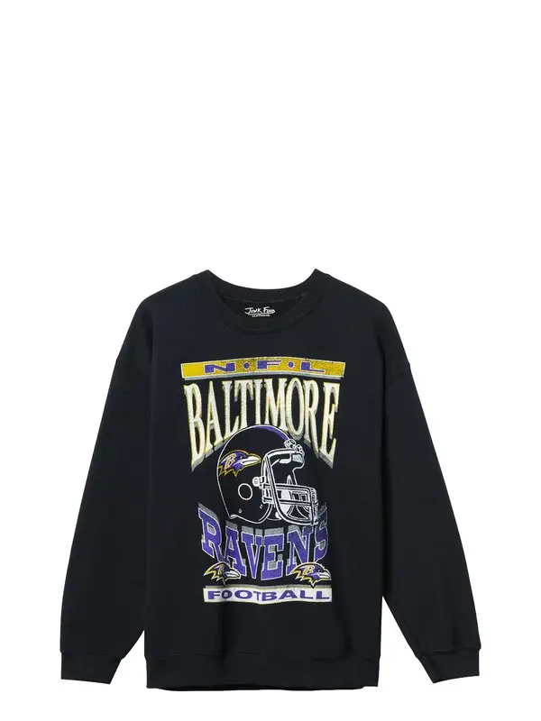 Junk Food Baltimore Ravens Helmet Crewneck Sweatshirt - Black