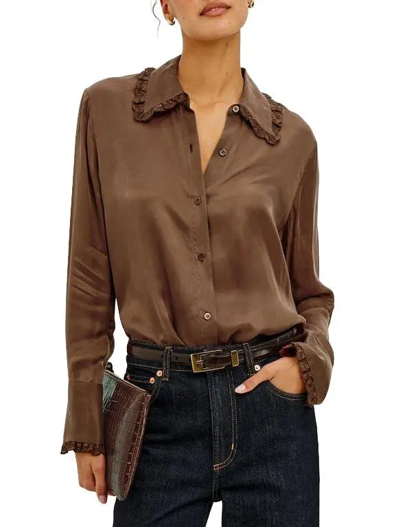 Rails Beatrix Lace Trim Long Sleeve Shirt - Cinnamon