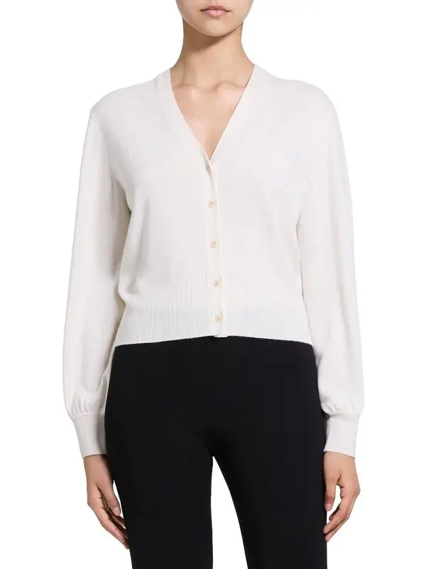Theory Blouson Cashmere Cardigan - Ivory