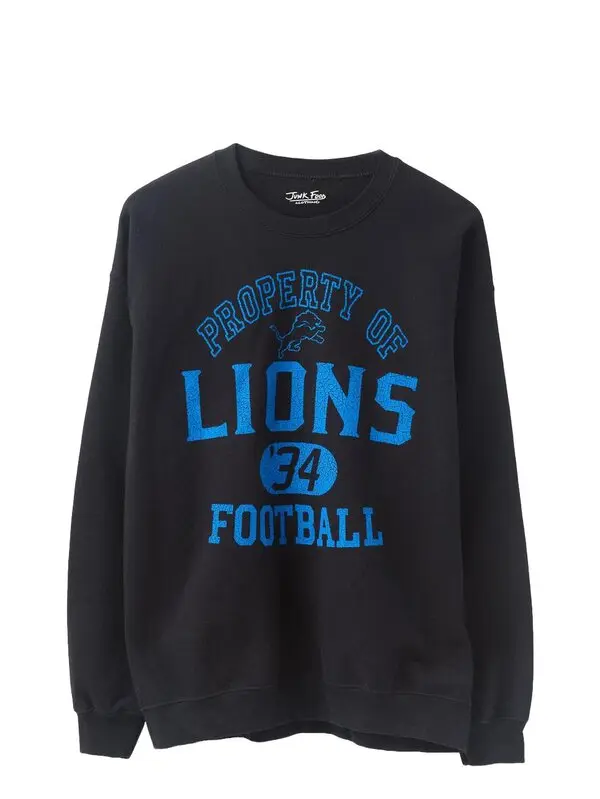 Junk Food Detroit Lions Property Of Football Crewneck Sweatshirt - Black