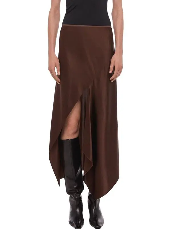 Helmut Lang Asymmetric Silk Satin Midi Skirt - Serra