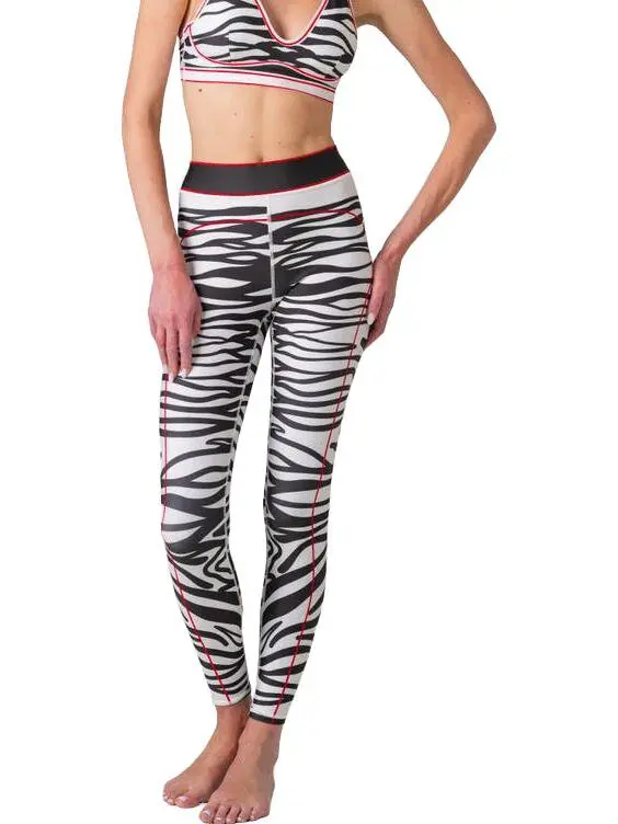 JESSIE ZHAO NEW YORK Zebra Stripe High-waisted Leggings - White