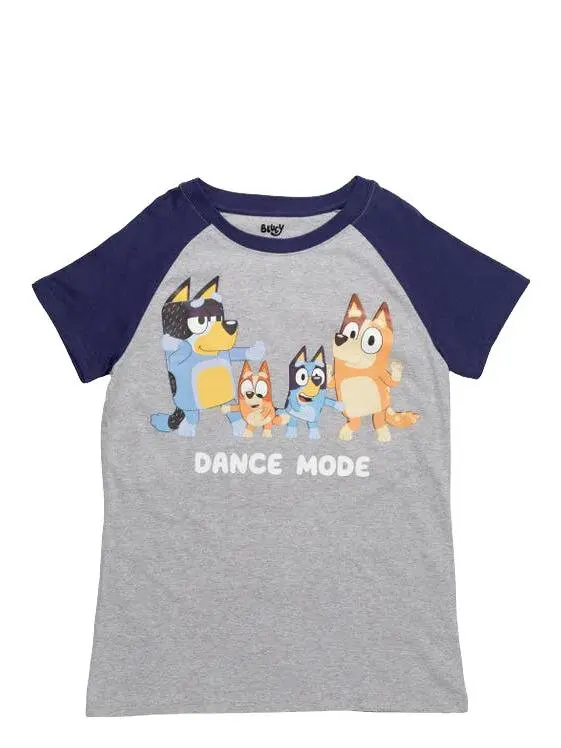 BLUEY Dance Mode" Raglan T-shirt - Grey Navy