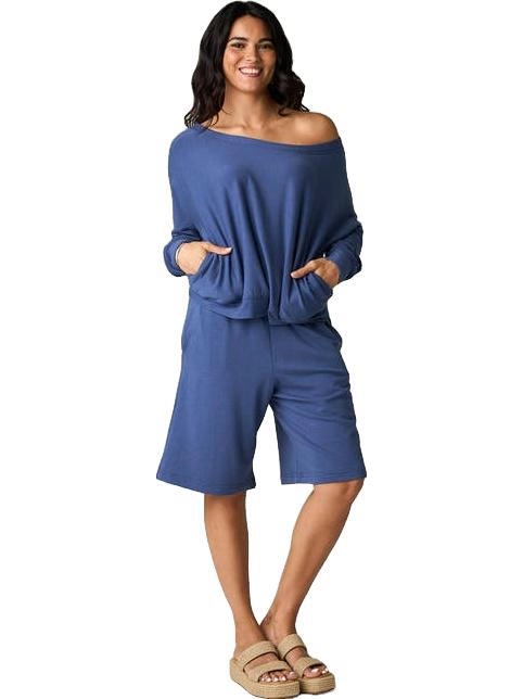 EAVOLU Eco-luxe Fleece Bermuda Shorts - Deep Ocean