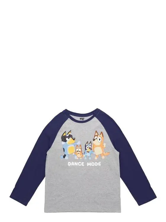 BLUEY Long Sleeve Raglan Tee - Heather Gray Navy