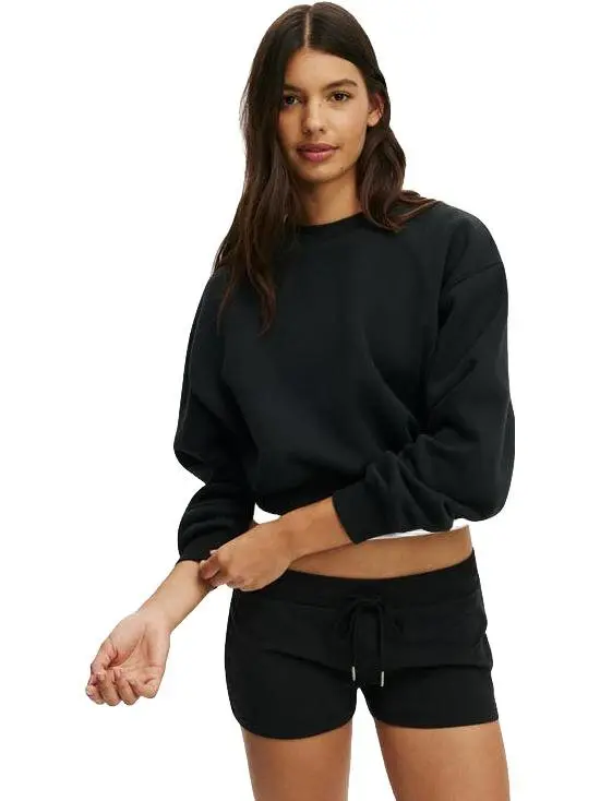 Cotton:on Active Plush Cropped Crew - Black