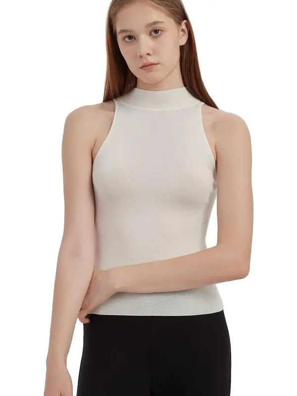 NUAJE NUAJE May Halterneck Wool And Silk Knit Tank - Cream