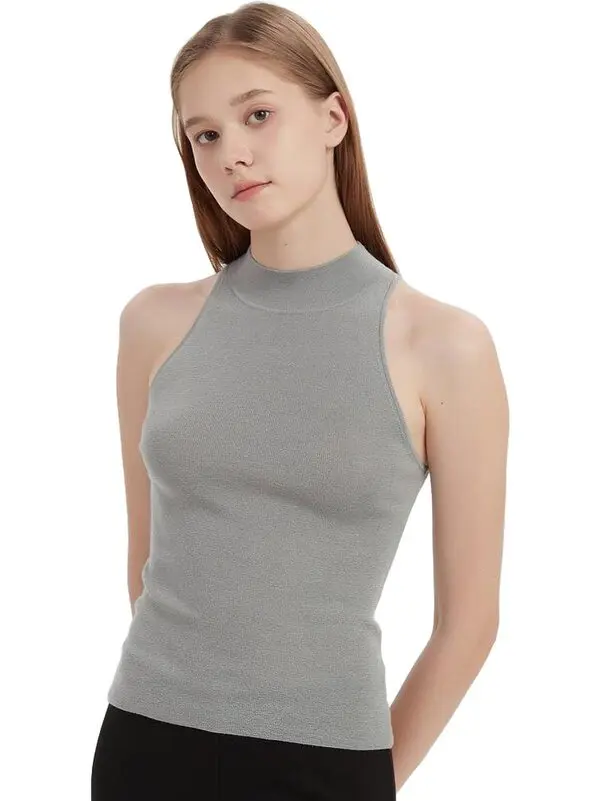 NUAJE NUAJE May Halterneck Wool And Silk Knit Tank - Grey
