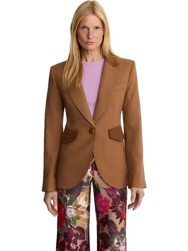 Smythe Blocked Seamed Blazer - Saddle