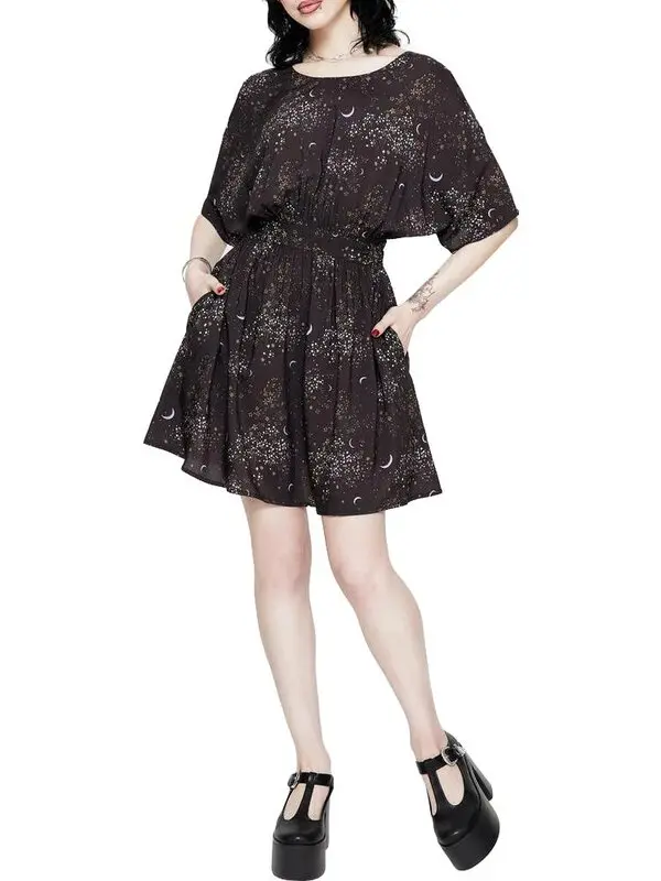 DISTURBIA Peaseblossom Celestial Tie Mini Dress - Black
