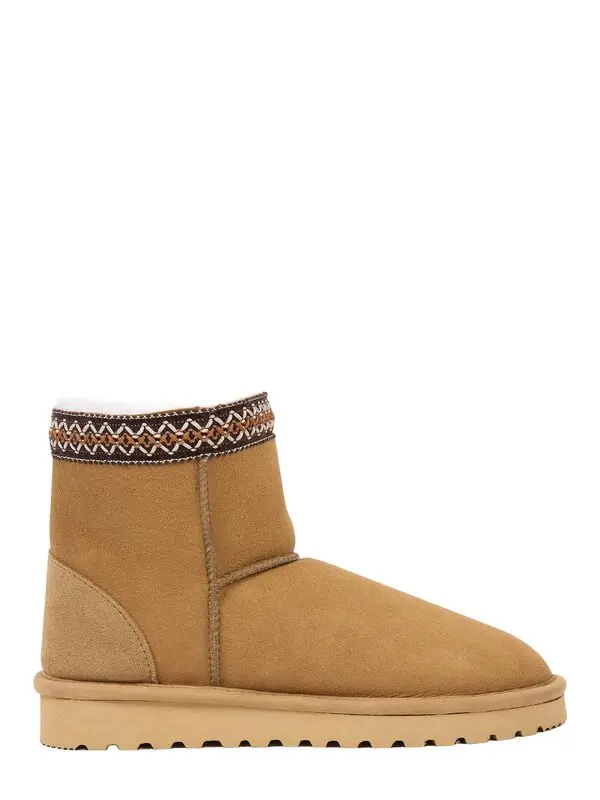 CELTIC & CO. Braid Trim Shearling Shortie Boots - Spice
