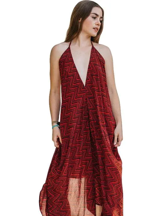 SUN CHILD Classic Silk Dress Solstice - Red