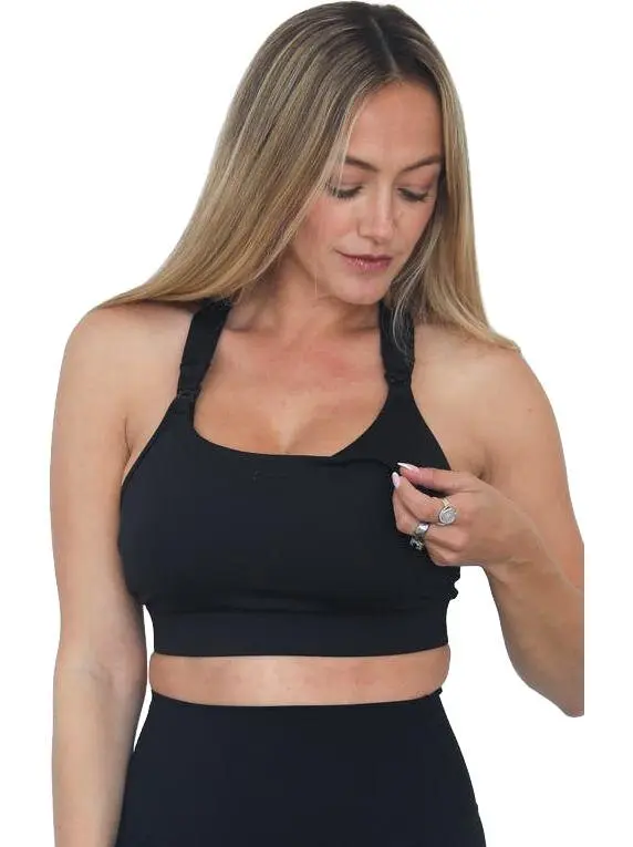 SWEAT & MILK Venice 5 Ultimate Support Full Coverage Nursing And Pumping Sports Bra - Noir