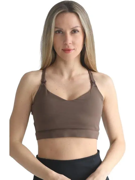 SWEAT & MILK Supportive Flow Nursing And Pumping Sports Bra - Espresso