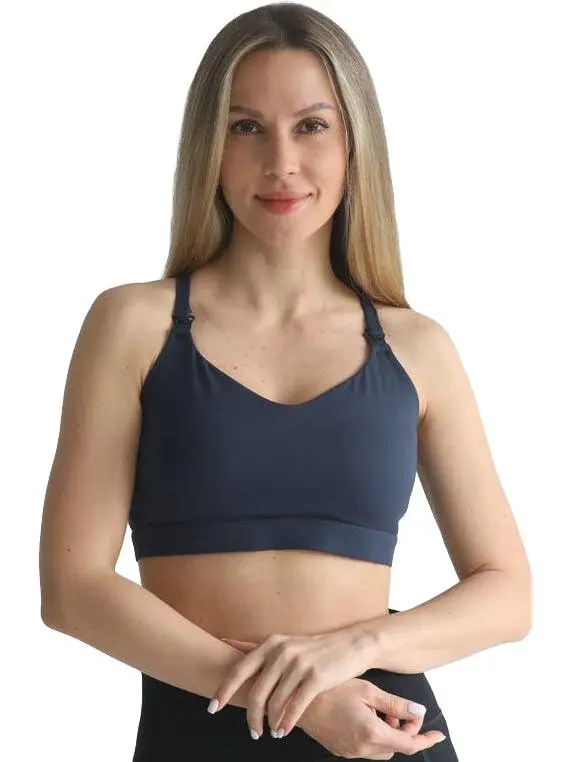 SWEAT & MILK Supportive Flow Nursing And Pumping Sports Bra - Navy