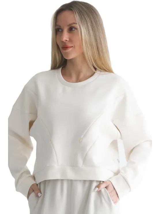SWEAT & MILK Lyah Softstreme Cropped Nursing Crew - Bone