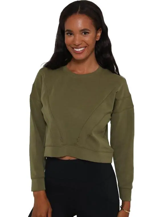 SWEAT & MILK Lyah Softstreme Cropped Nursing Crew - Olive