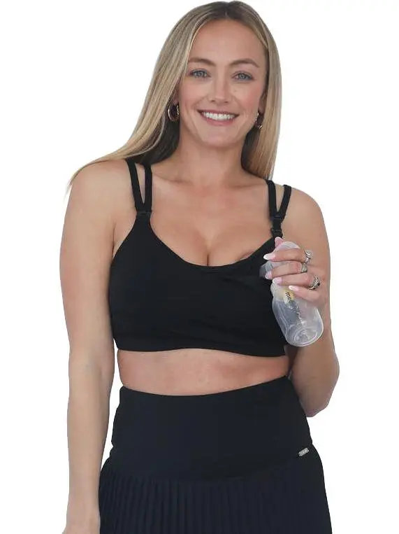 SWEAT & MILK Emily Support Nursing And Pumping Sports Bra - Black