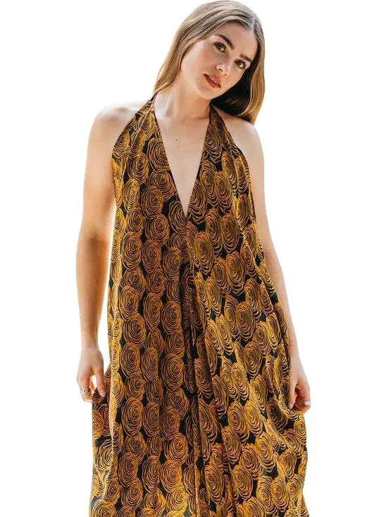 SUN CHILD Classic Silk Dress - Yellow