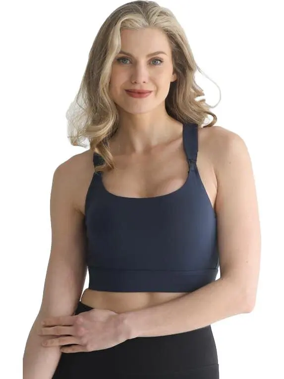 SWEAT & MILK Venice 3 Ultimate Support Full Coverage Nursing And Pumping Sports Bra - Navy