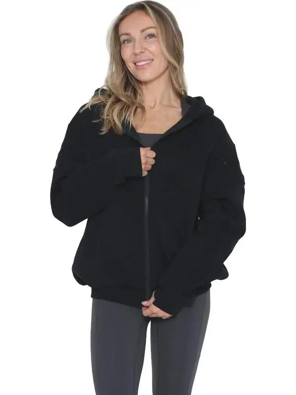 SWEAT & MILK Isabella Organic Full Zip Hoodie - Noir