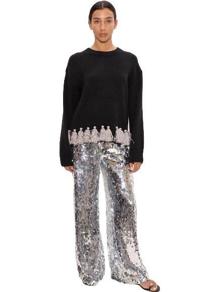 SIMONMILLER Roni Metallic Tassel Sweater - Black/satellite Silver