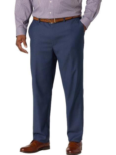 OAK HILL BY DXL Big & Tall Waist Relaxer Herringbone Pinstripe Suit Pants - Blue