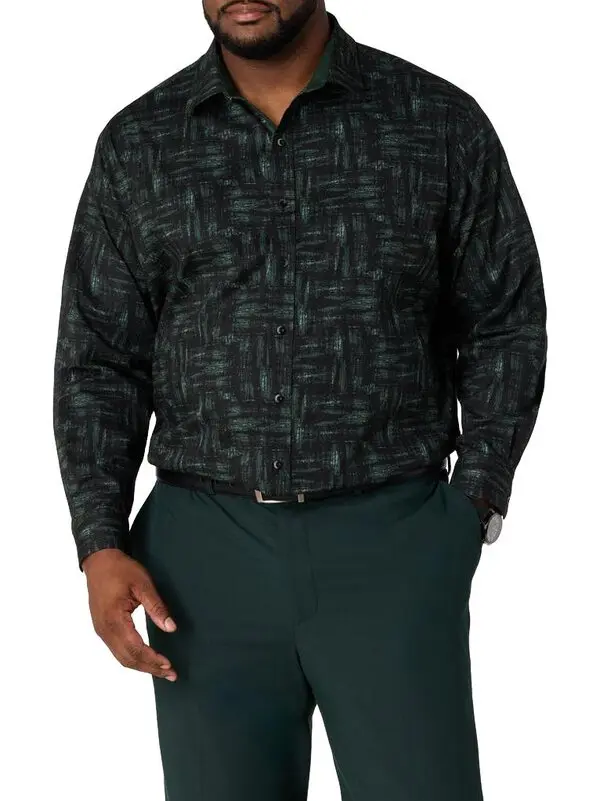 SYNRGY BY DXL Big & Tall Brush Stroke Sport Shirt - Black