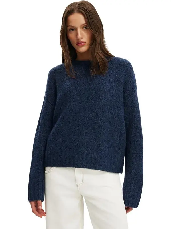 COTTON ON Luxe Crew Neck Sweater - Lofty Shadow Navy