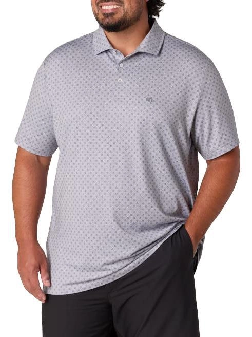 TRAVISMATHEW FIT BY DXL Big & Tall Final Drive Geometric Polo Shirt - Heather Grey