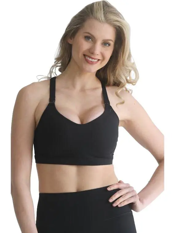SWEAT & MILK Empower High Support Molded Cup Nursing And Pumping Sports Bra - Noir