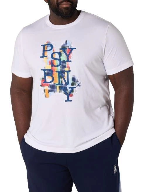 Psycho Bunny Big & Tall Wes Graphic Tee - White