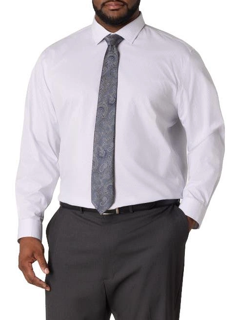 HAGGAR Big & Tall Four Petals Wrinkle-free Dress Shirt - Silver