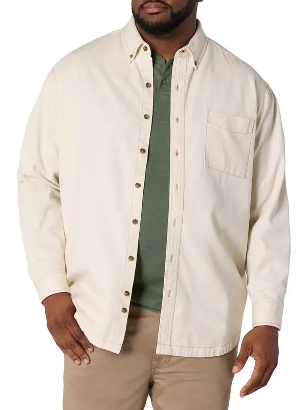 TRUE NATION BY DXL Big & Tall Twill Shirt Jacket - Ivory