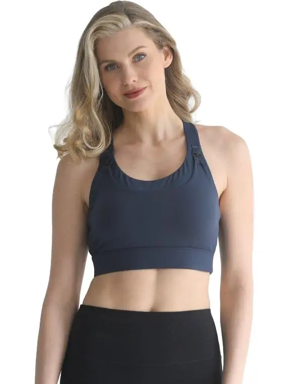 SWEAT & MILK Venice High Impact Full Coverage Nursing Sports Bra - Navy