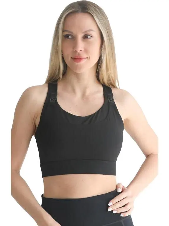 SWEAT & MILK Venice High Impact Full Coverage Nursing Sports Bra - Noir
