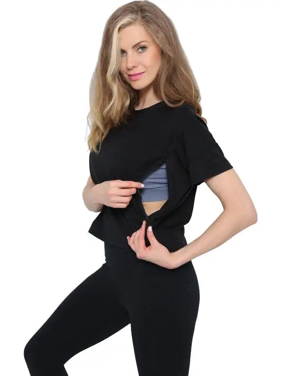 SWEAT & MILK Abigail Nursing T-shirt - Noir