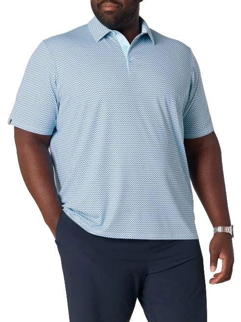 CALLAWAY Big & Tall Chevron Print Golf Polo Shirt - Atomizer Blue