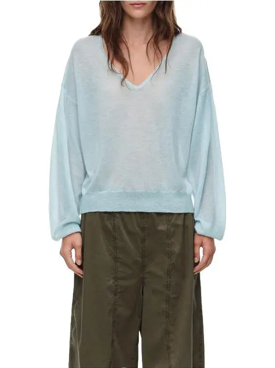 Bimba Y Lola Wool V-neck Sweater - Light Blue